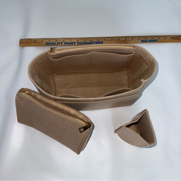 Bags | Tote Bag Organizer Set Tan Felt Zip Pockets | Poshmark